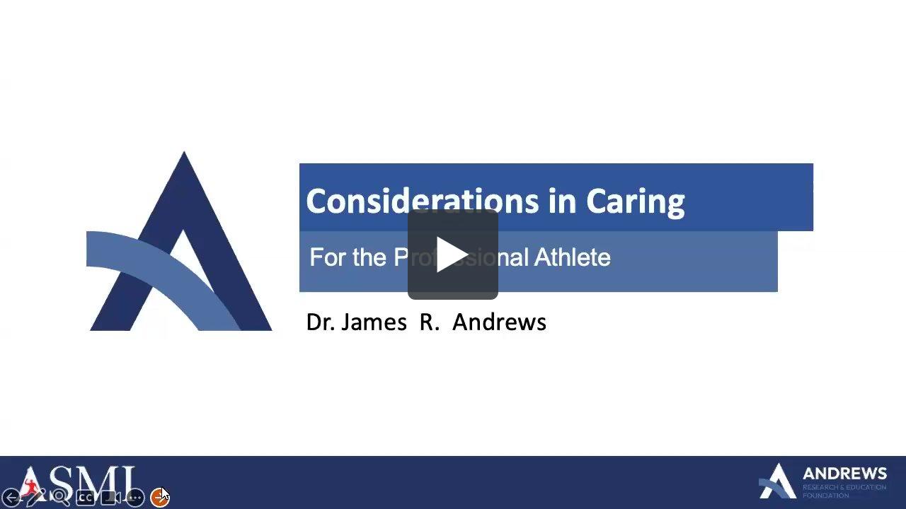 Consideration in Caring for the Professional Athlete | American Sports ...