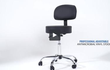 Boss Gray Adjustable Antimicrobial Rolling Stool w/ Back Cushion