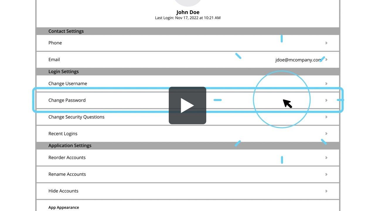 Manage Profile: Change Password
