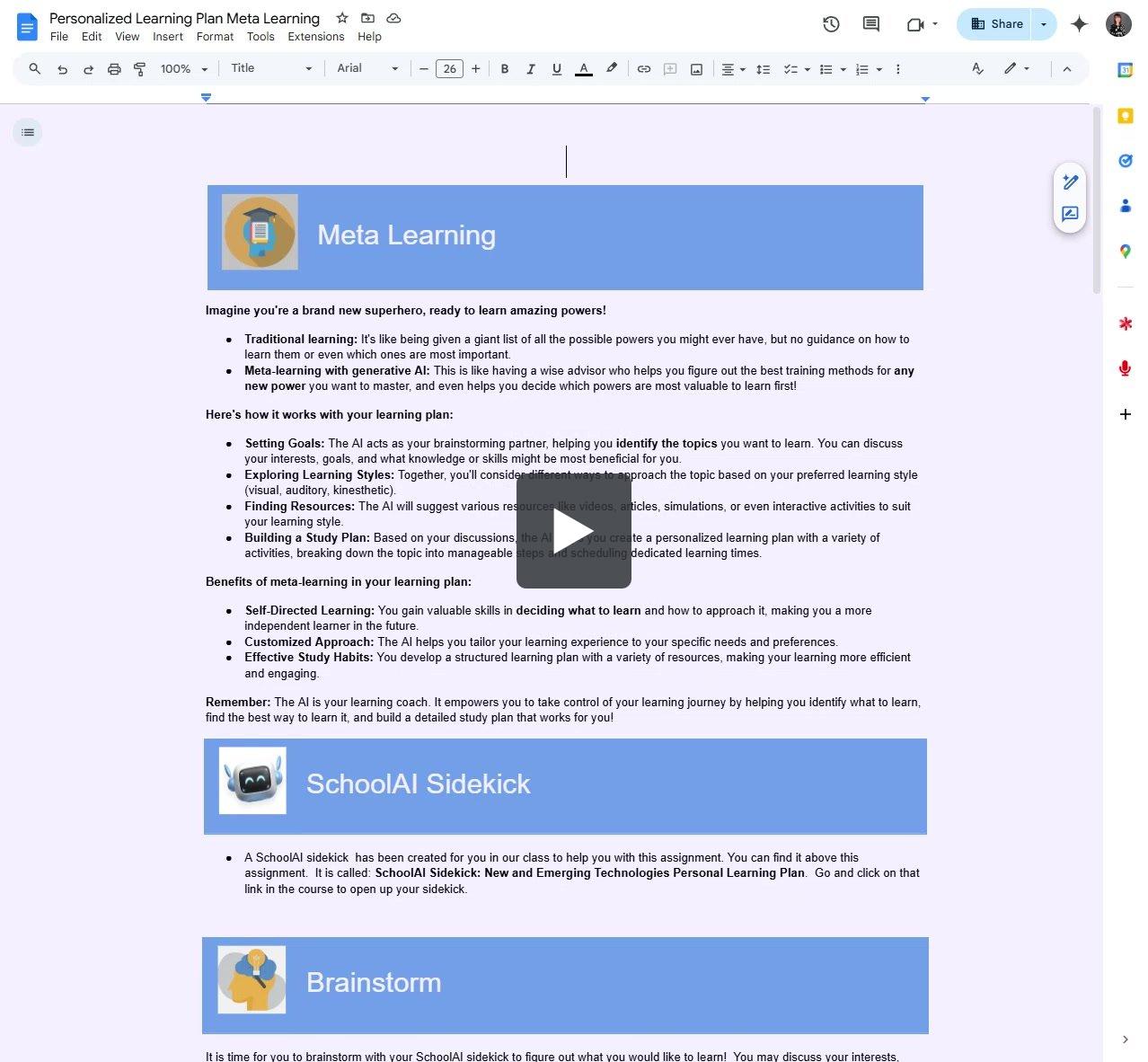 Personalized Learning Plan Meta Learning Worksheet Overview ...