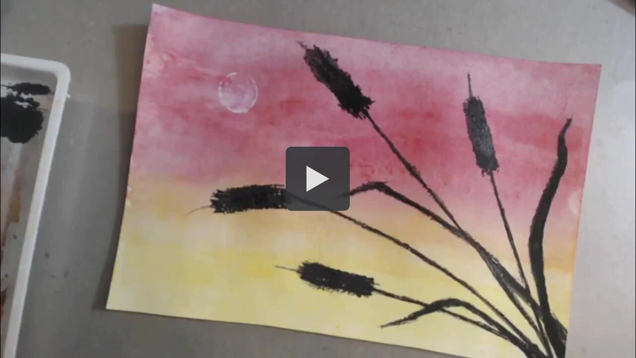 Watercolor cattail plants | Art On Demand ~ A library of art video ...