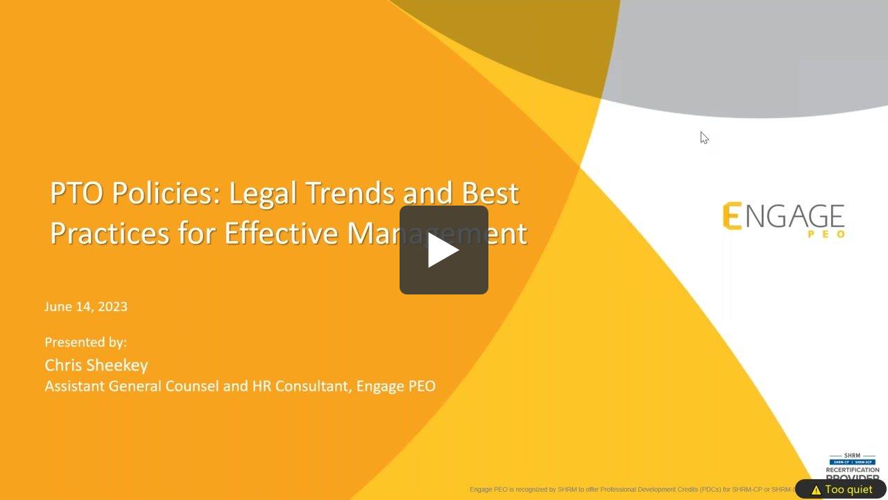 Engage HR Webinar: PTO Policies - Legal Trends and Best Practices for ...