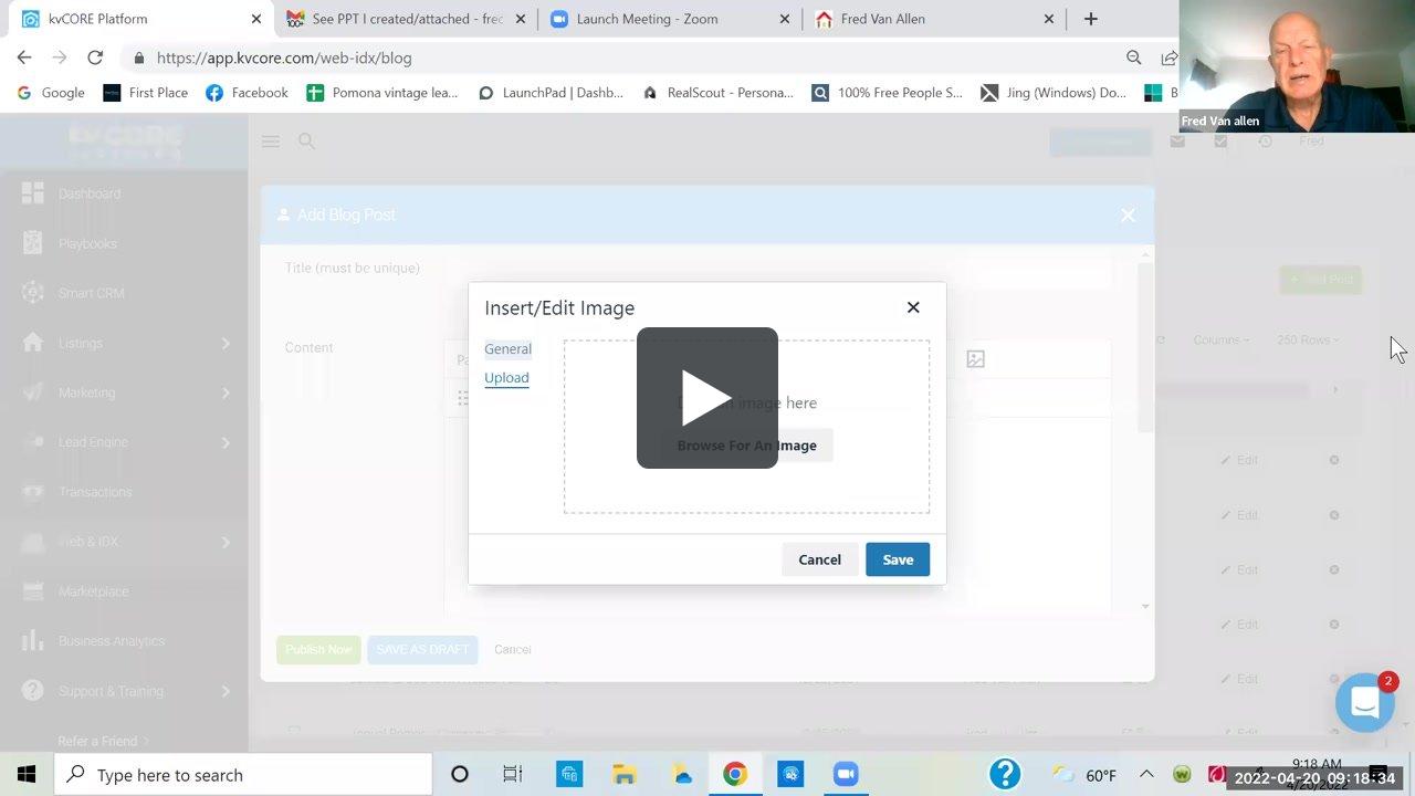 Blogging with kvCORE with Fred Van Allen (04-20-2022) | First Team Real ...