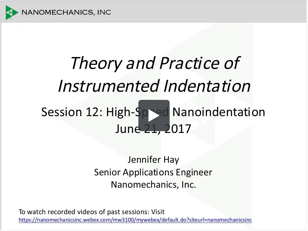 Instrumented Indentation - Session 12- High-Speed Nanoindentation | KLA ...