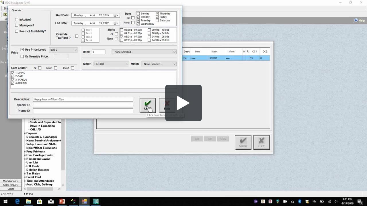 How to Setup Happy Hour - Different Days and Shifts | Video Learning ...