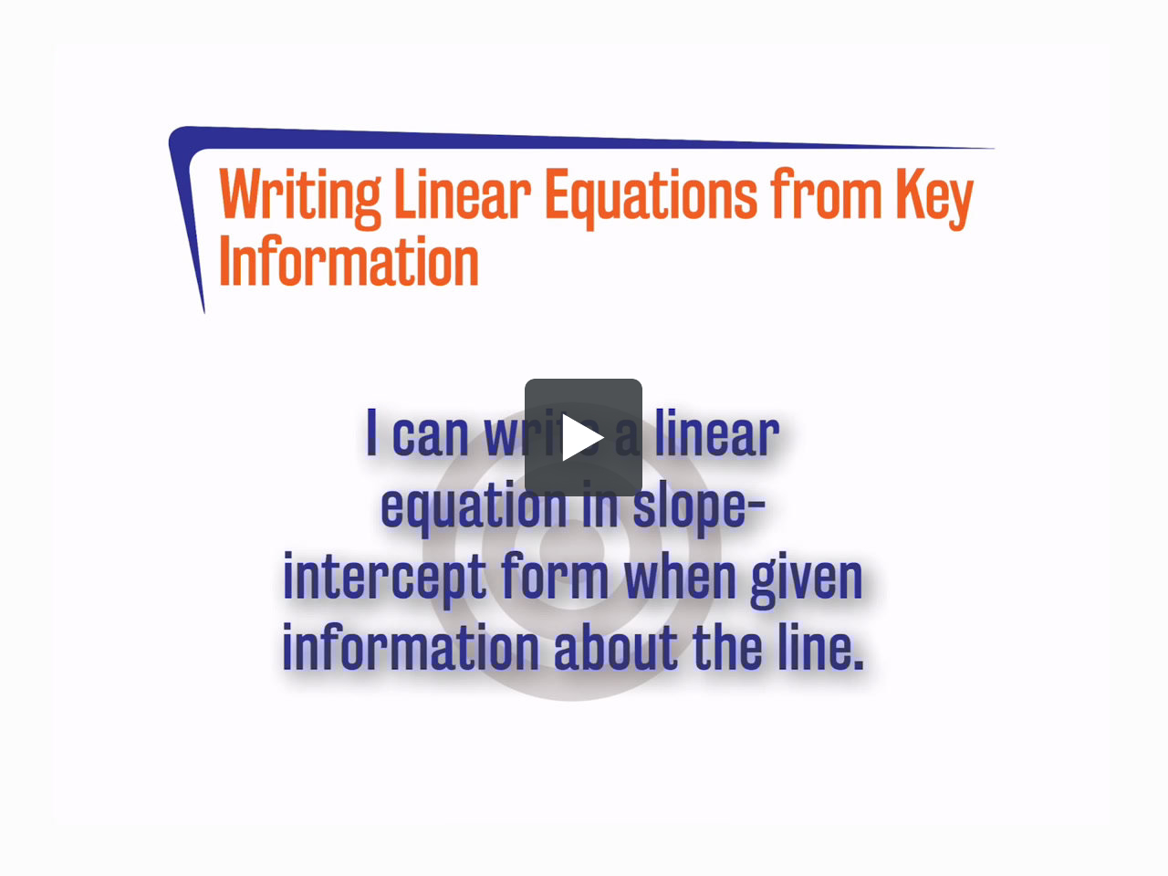 Writing Linear Equations From Key Information Edgems