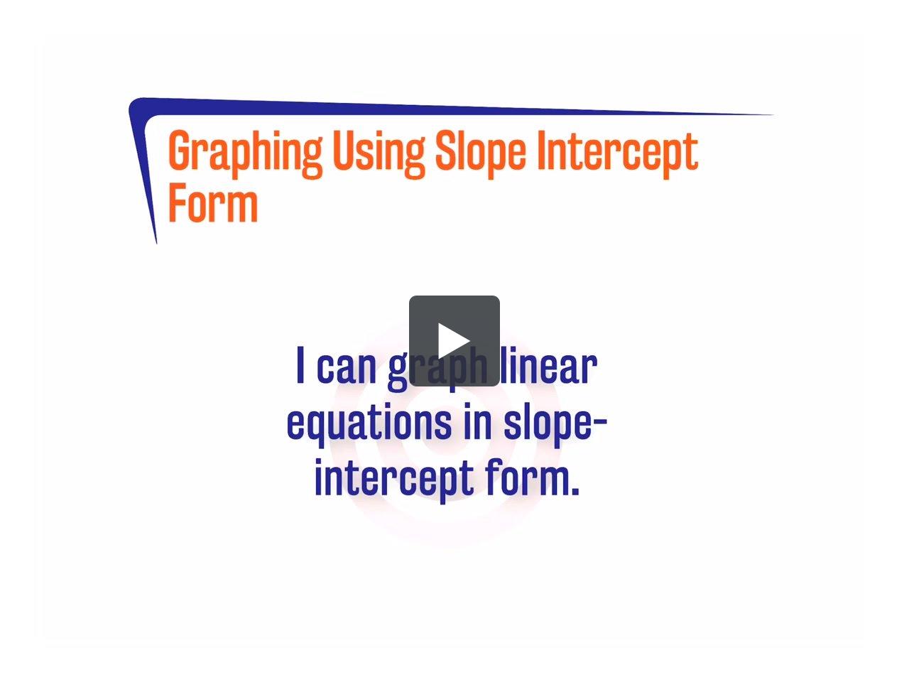 OR 3.4.1 Graphing Using Slope Intercept Form | edgems