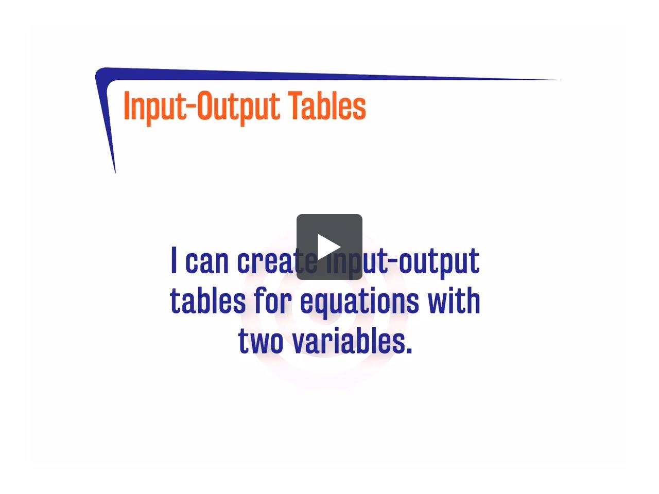OR 1.8.1 Input Output Tables | edgems